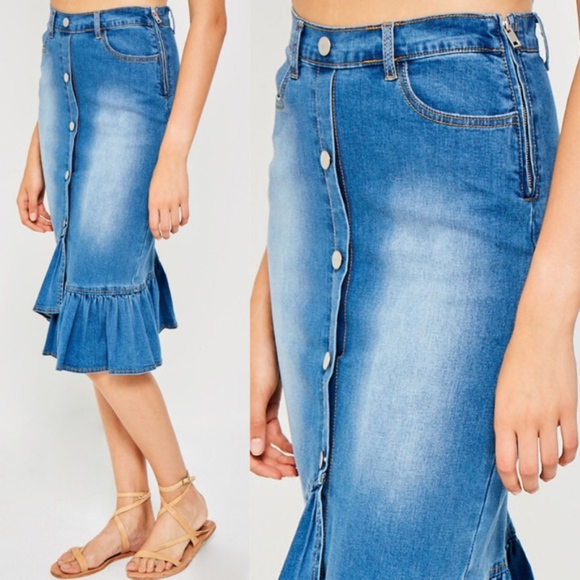 BellanBlue | Skirts | Lilo Denim Ruffle Skirt | Poshmark